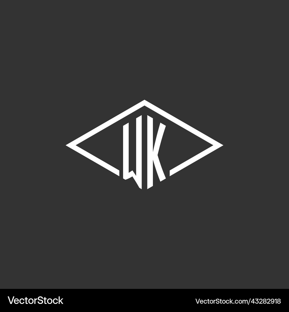 Initials wk logo monogram with simple diamond Vector Image