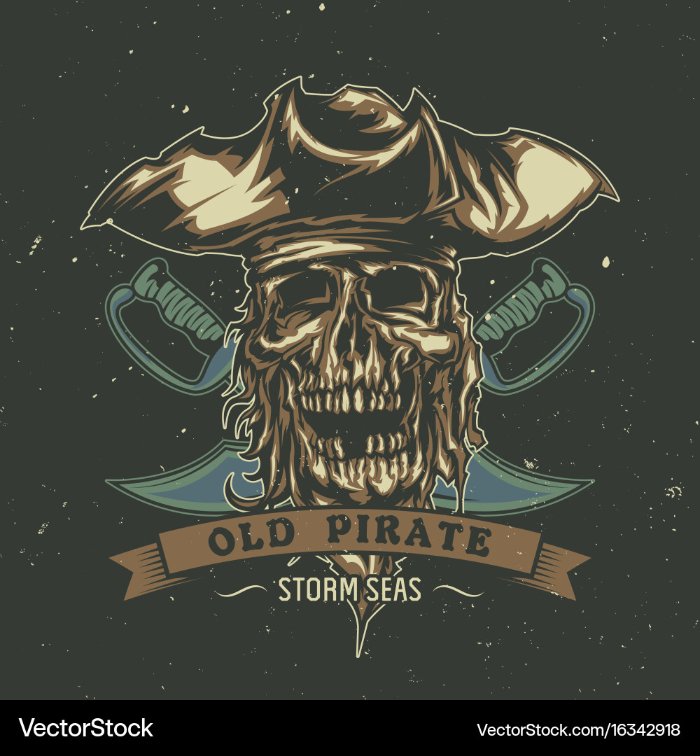 Poster design with dead pirate in hat Royalty Free Vector