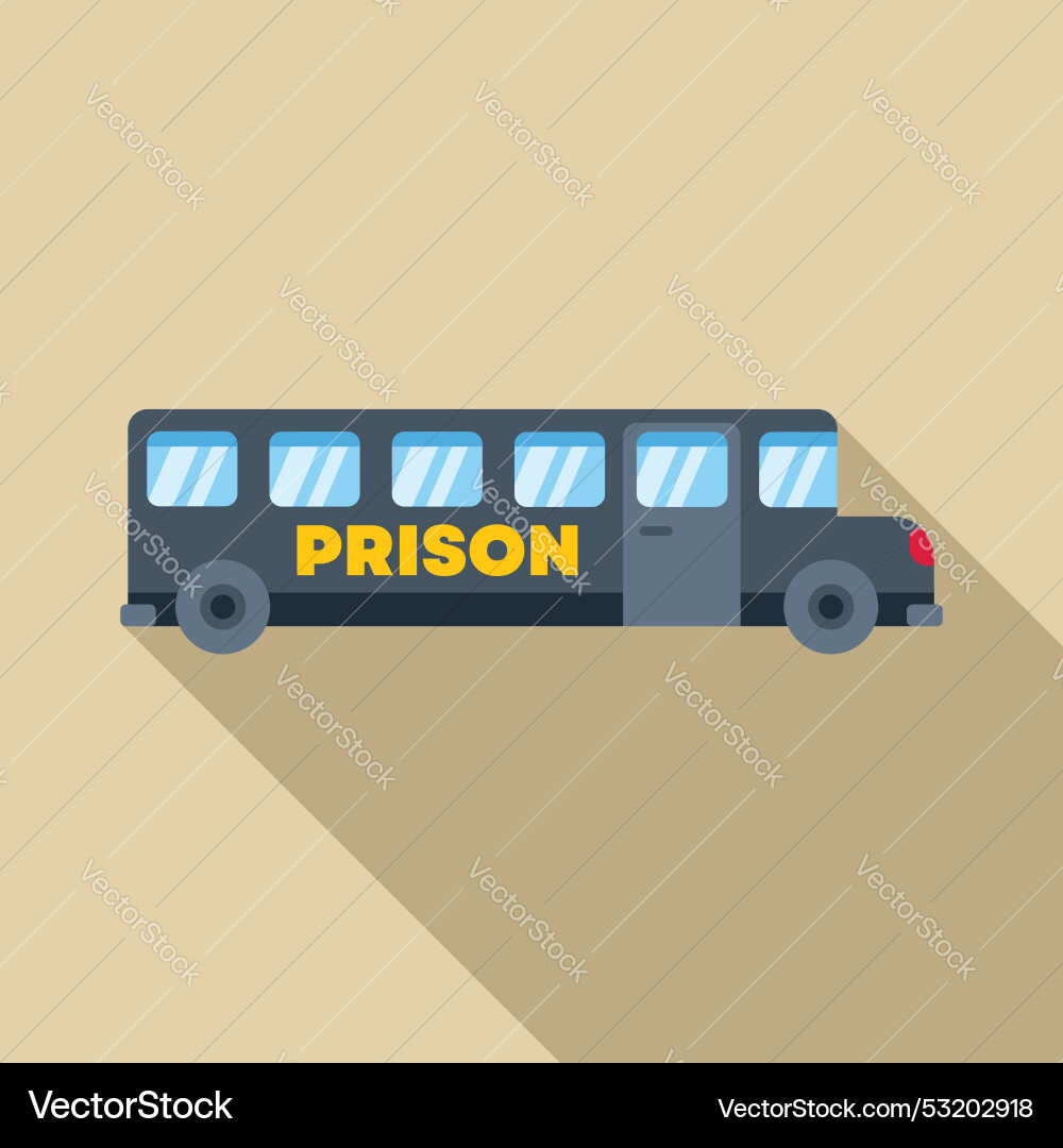 Prison bus transporting inmates to jail in flat Vector Image