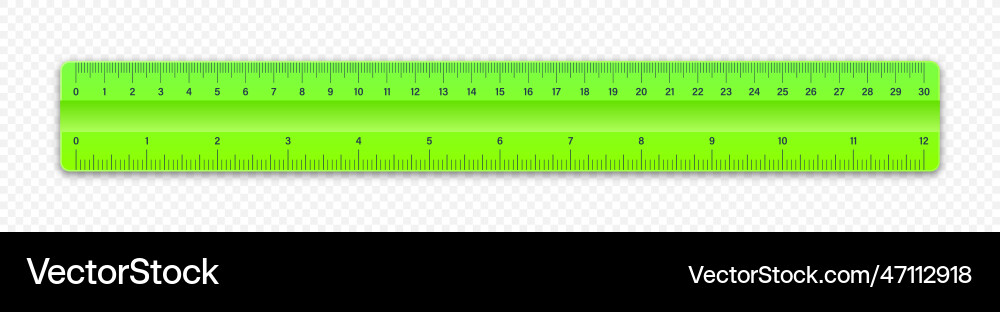 Realistic green plastic ruler with measurement Vector Image