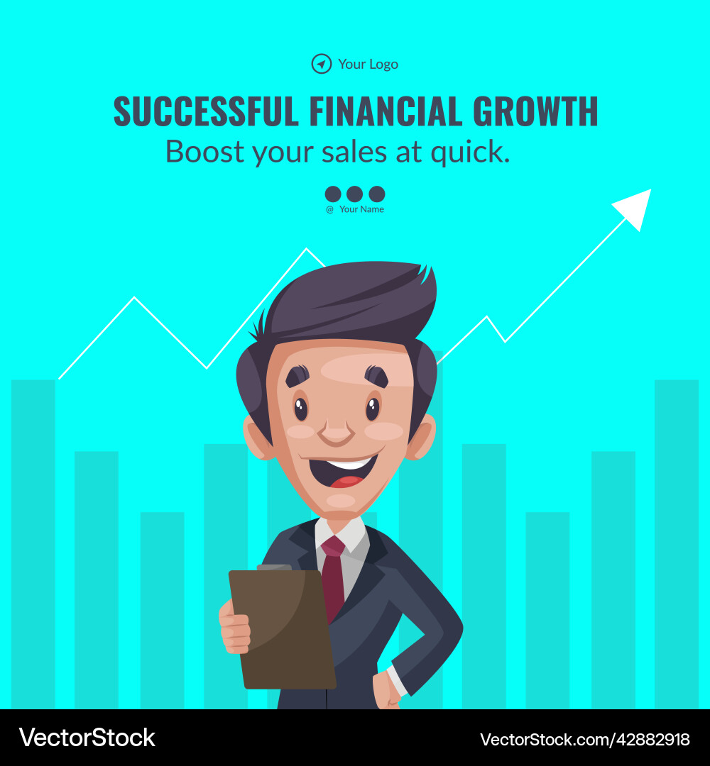 Successful financial growth banner design template