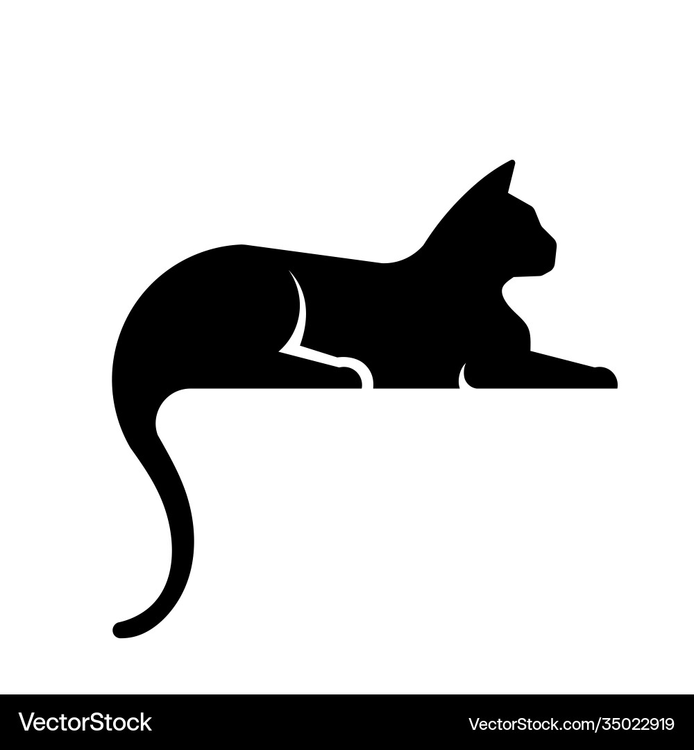 Black cat laying Royalty Free Vector Image - VectorStock