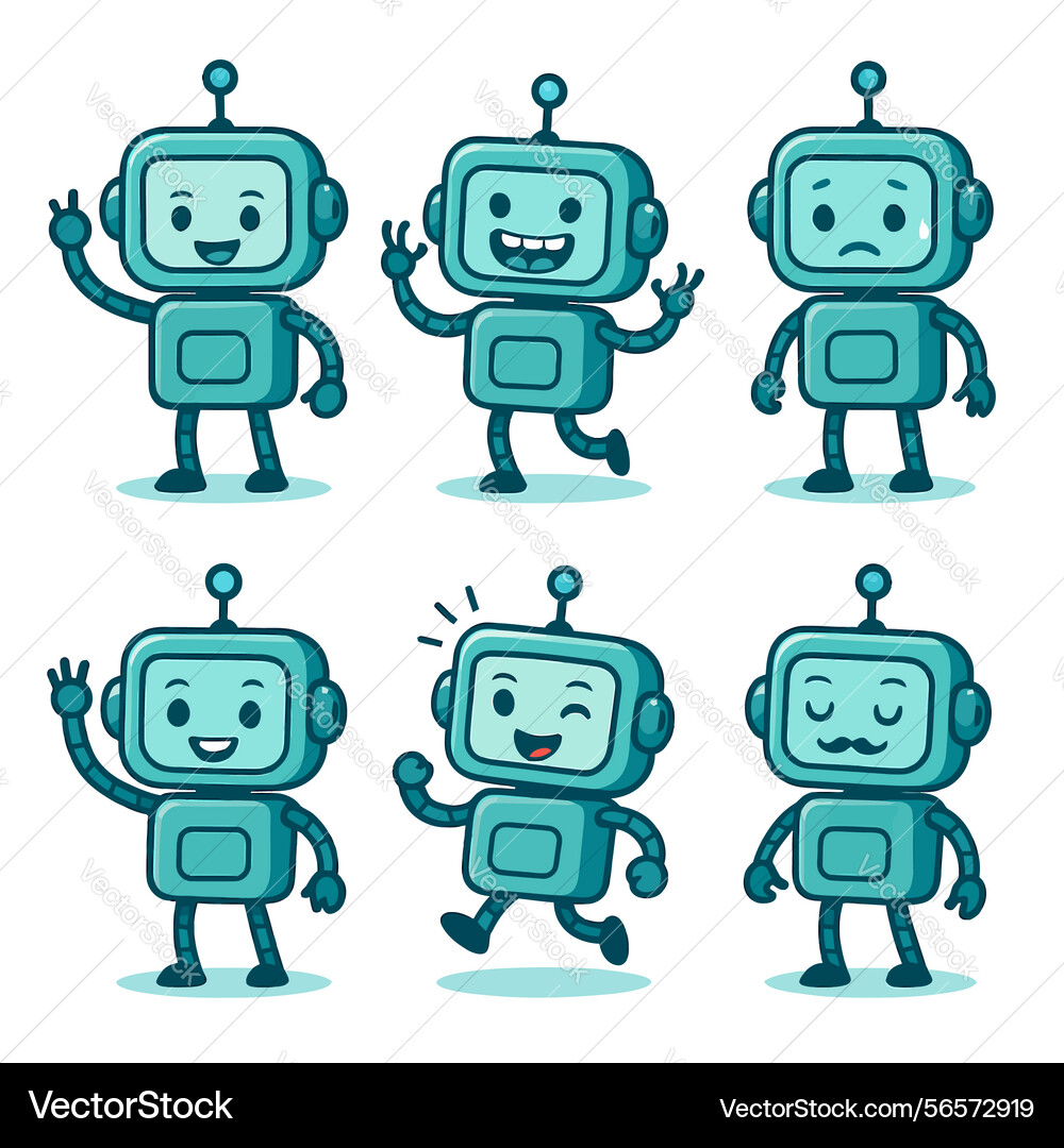 Cartoon robots showing different emotions Vector Image