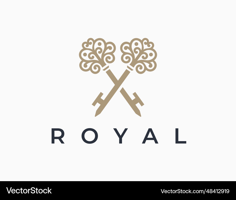 Crossed vintage keys logo mark icon Royalty Free Vector