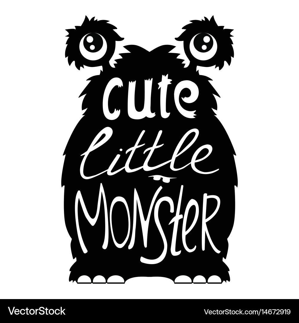 Cute little monster black Royalty Free Vector Image