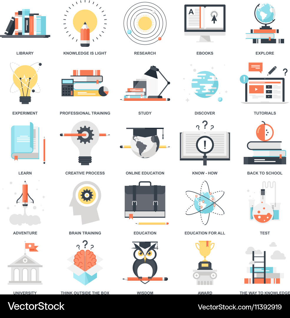 Education & Knowledge Icons Royalty Free Vector Image