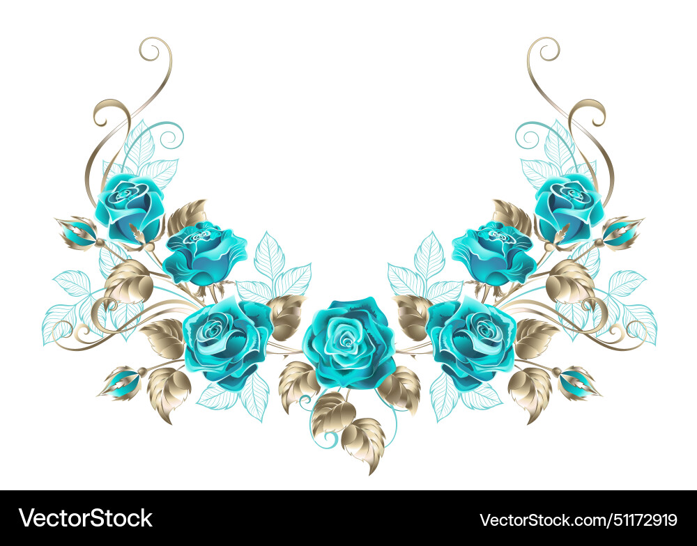 Elegant Turquoise Rose Garland Royalty Free Vector Image