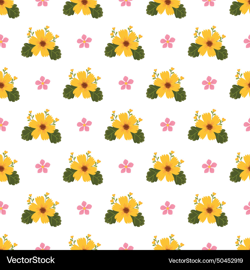 Free color hand drawn small flowers pattern Vector Image