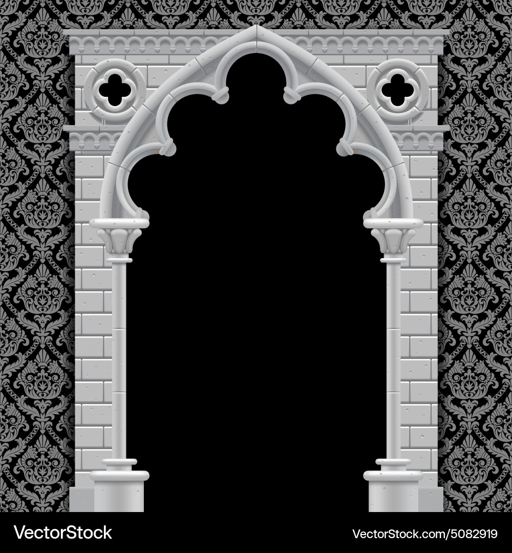 Gothic arch and wall Royalty Free Vector Image