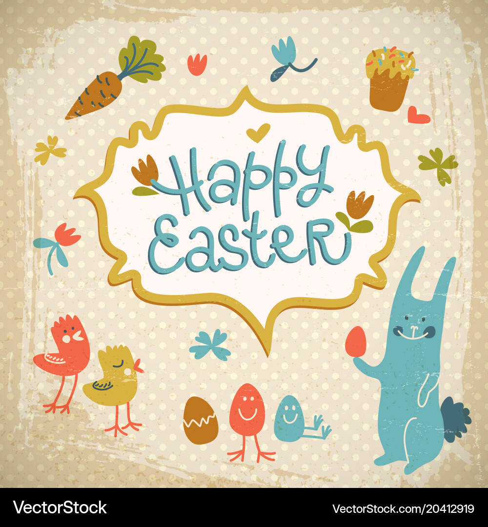 Happy easter doodle card Royalty Free Vector Image