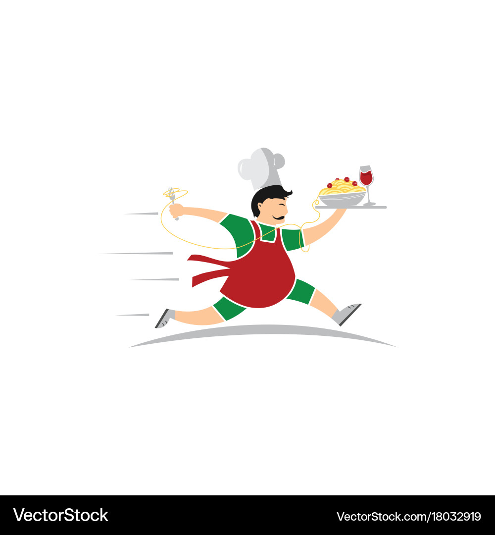 Italian chef running Royalty Free Vector Image
