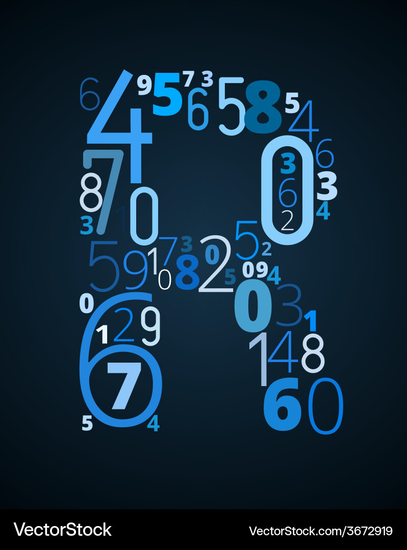 Letter r font from numbers Royalty Free Vector Image