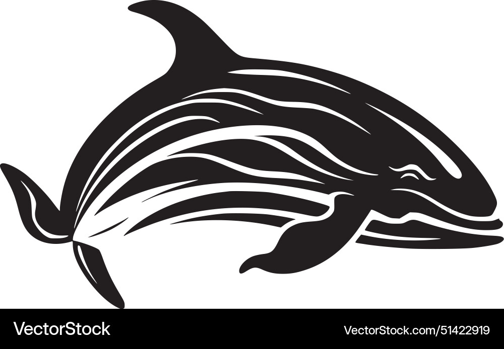 Whale - black and white Royalty Free Vector Image