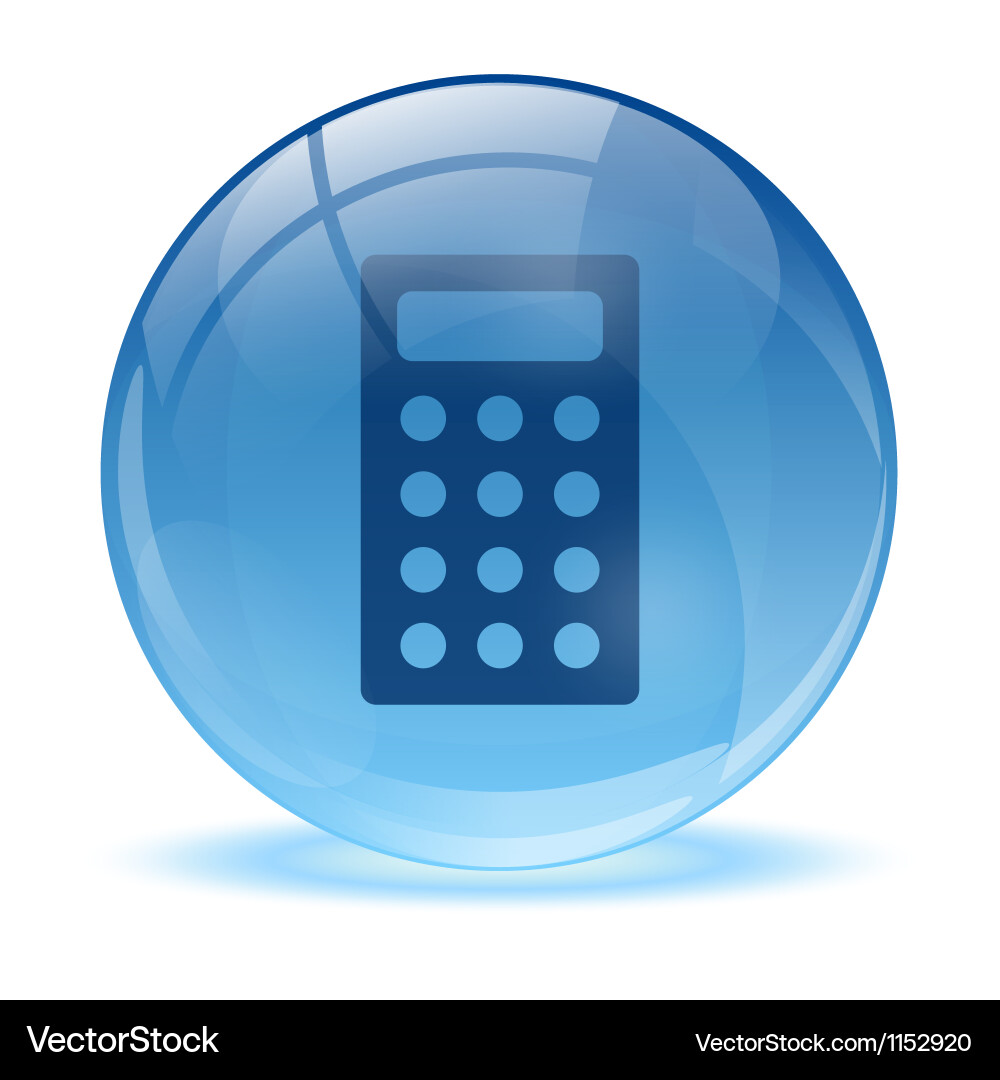 3d glass sphere and calculator icon Royalty Free Vector