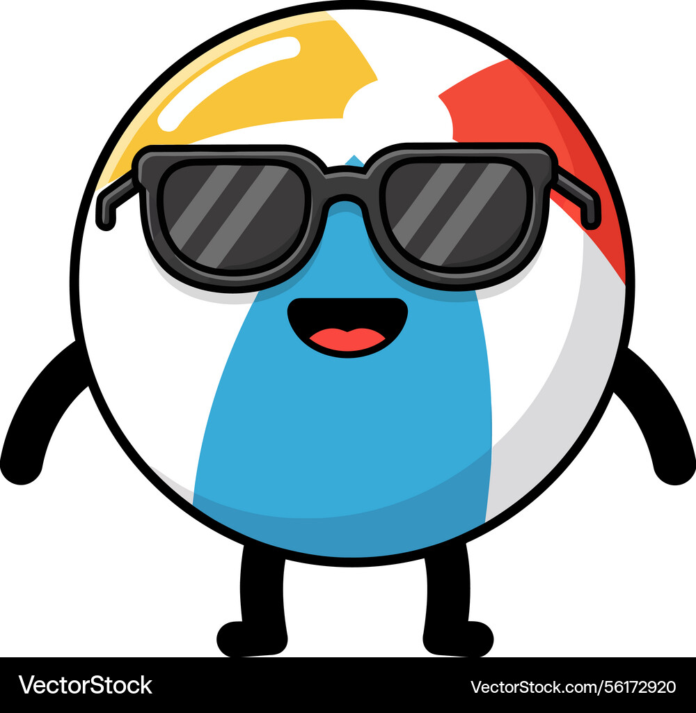 Ein fröhlicher Strandball Charakter tragen Vektorbild