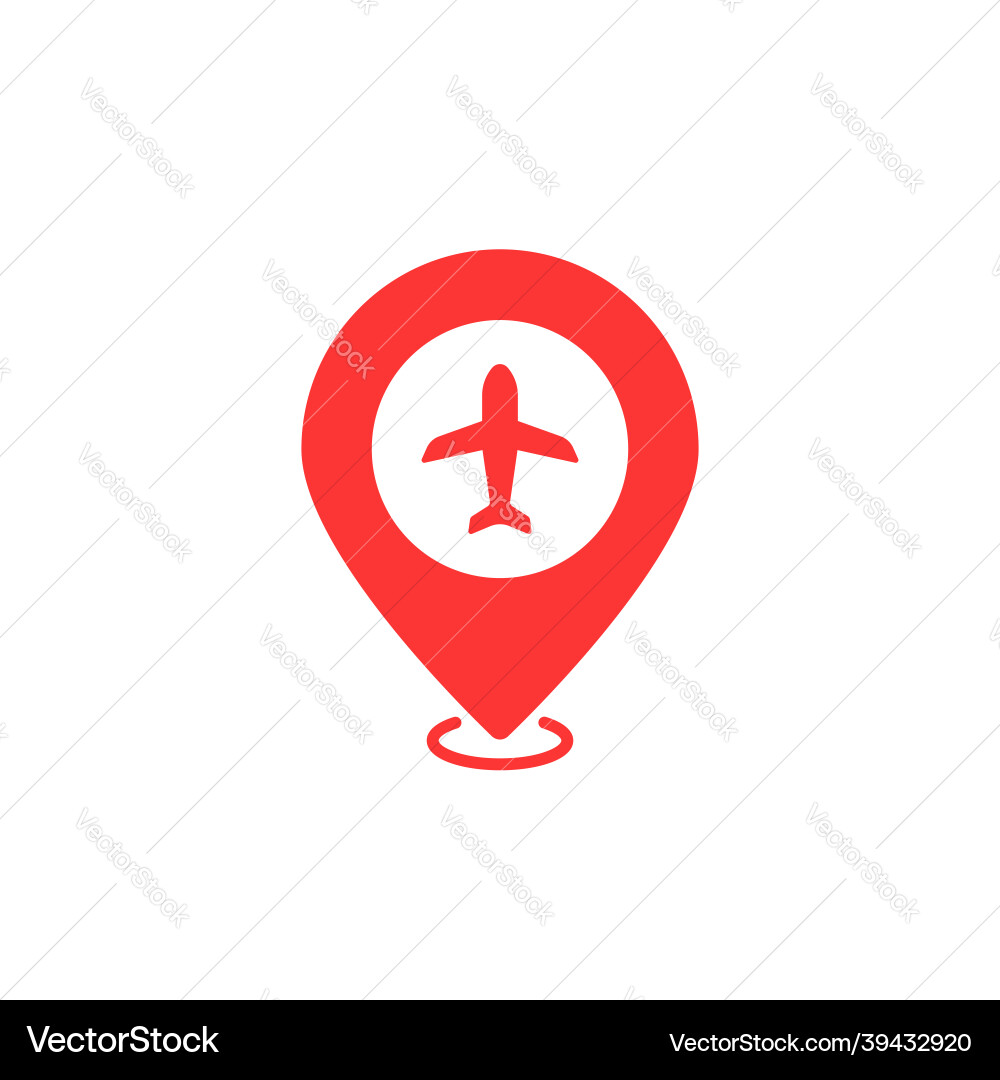 Airport geotag with red map pin Royalty Free Vector Image