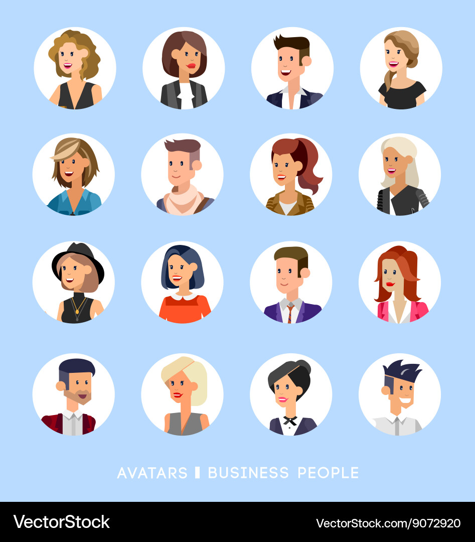 Cute cartoon human avatars set Royalty Free Vector Image
