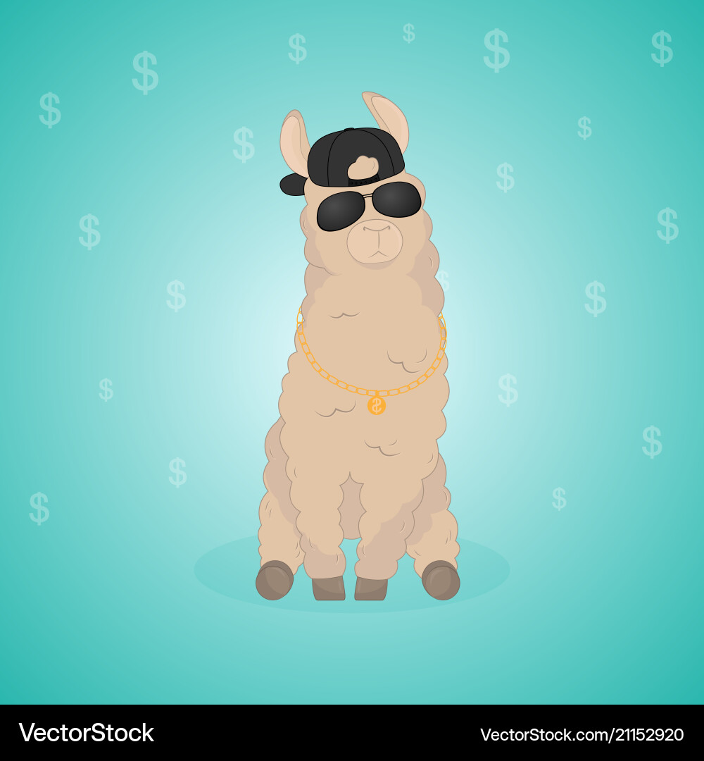 Cute Llama with Sunglasses Royalty Free Vector Image