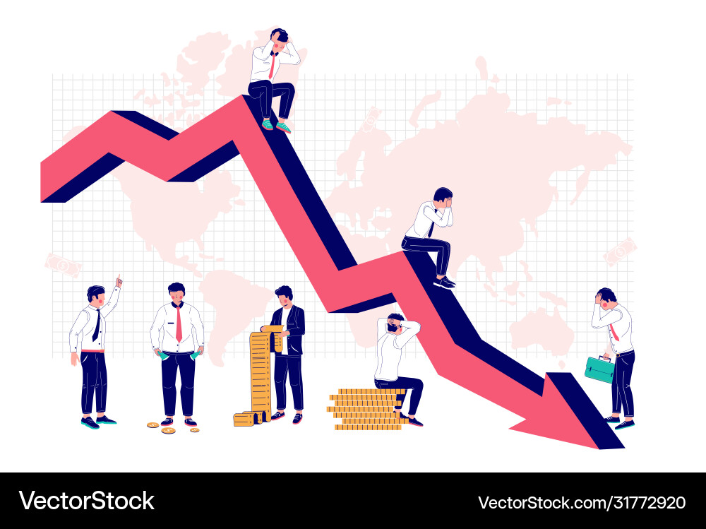 Financial problems in business flat Royalty Free Vector