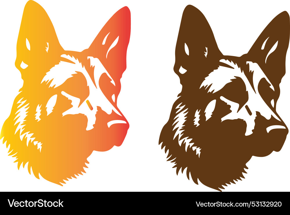 German shepherd head drawing pencil line art Vector Image