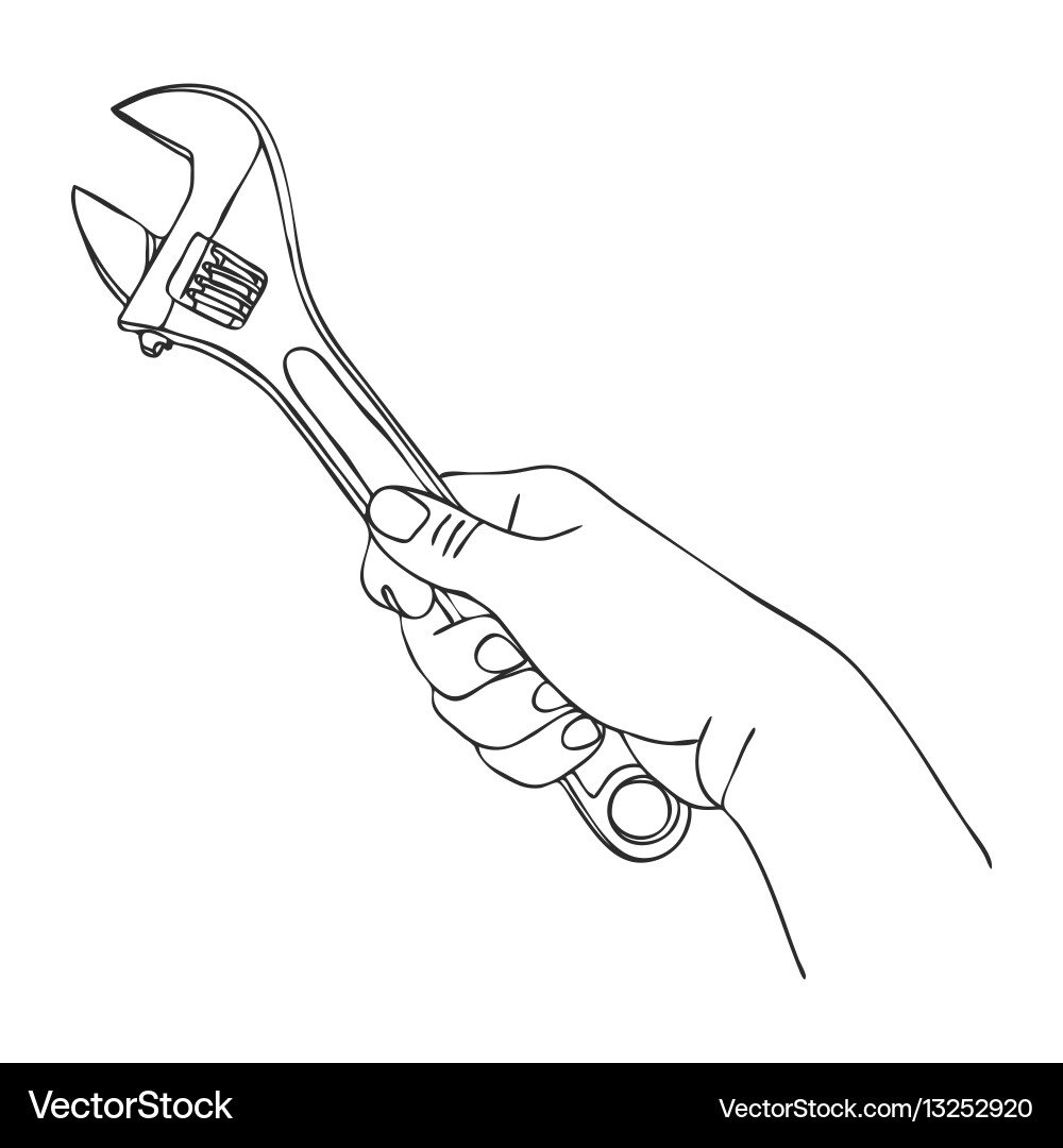 Hand with spanner Royalty Free Vector Image - VectorStock