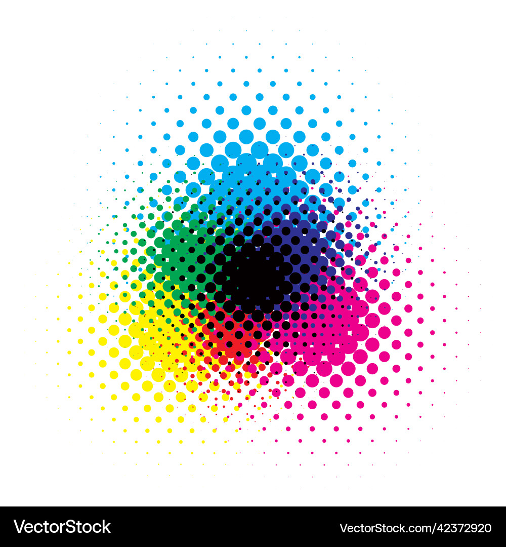 Rgb and cmyk halftone color Royalty Free Vector Image