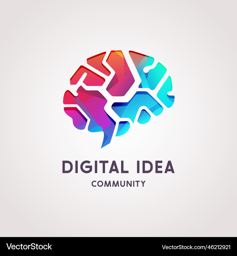 Abstract colorful brain sign emblem Royalty Free Vector