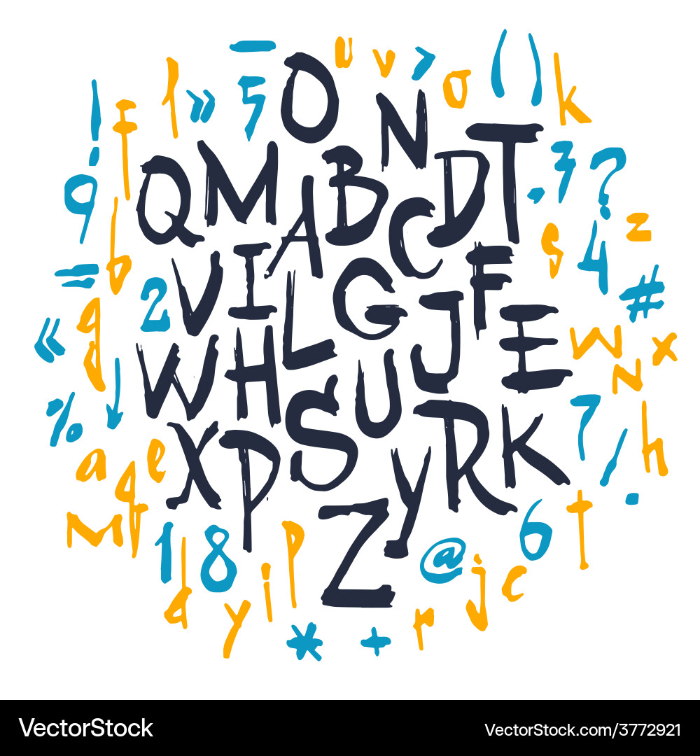 Alphabet hand drawn letters Royalty Free Vector Image