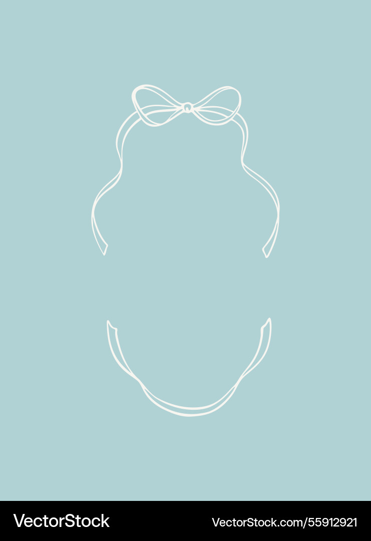 Blue oval filigree whimsical bow ribbon frame Vector Image