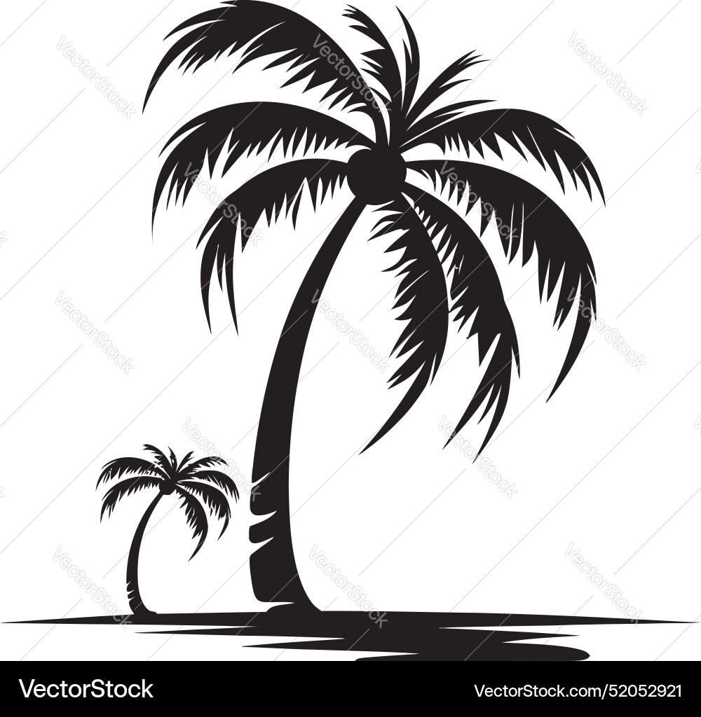 Coastal zen palm tree and beach outline logo Vector Image
