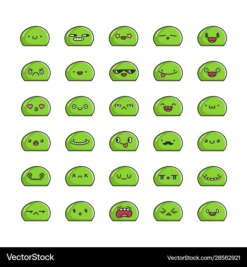 Collection kawaii slime monster emoticons Vector Image