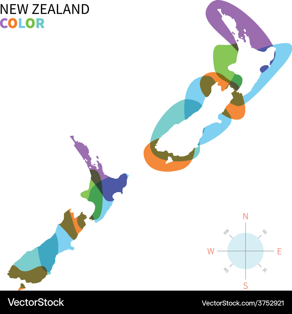 Colorful Abstract New Zealand Map Royalty Free Vector Image