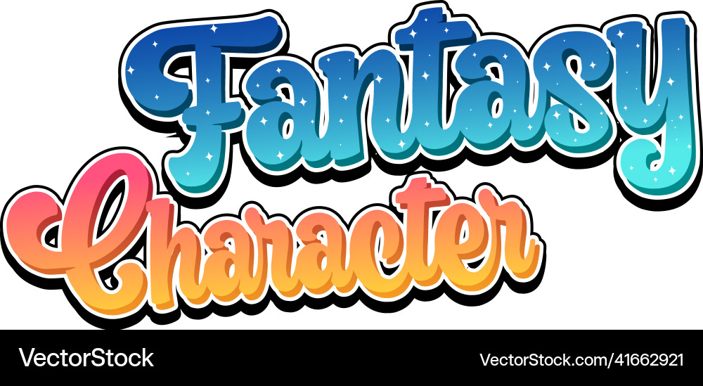 Fantasy characters text word in cartoon style Vector Image