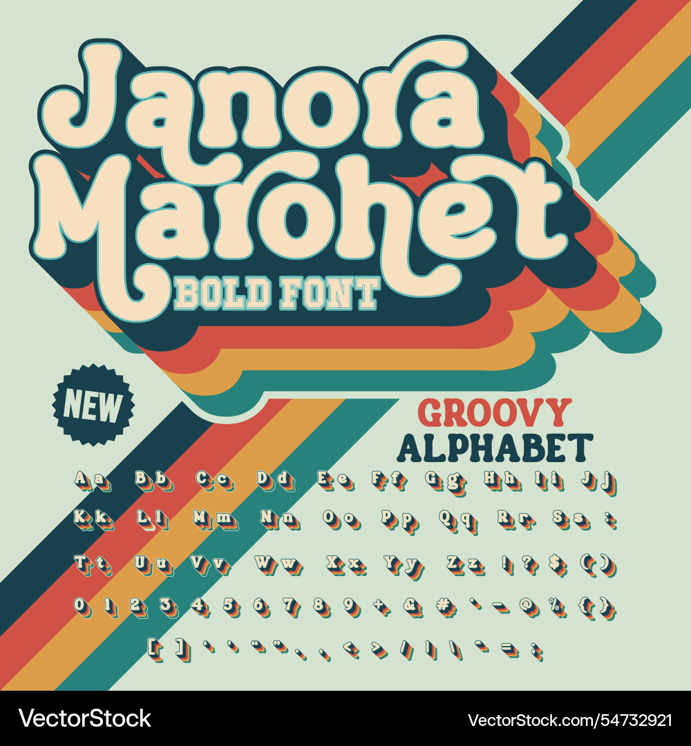 Groovy Retro Vintage-Display fett Schrift alphabet