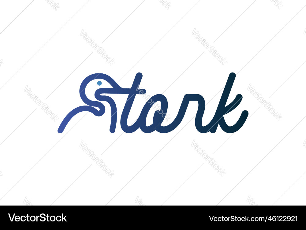 Letter stork heron ibis bird font type text word Vector Image