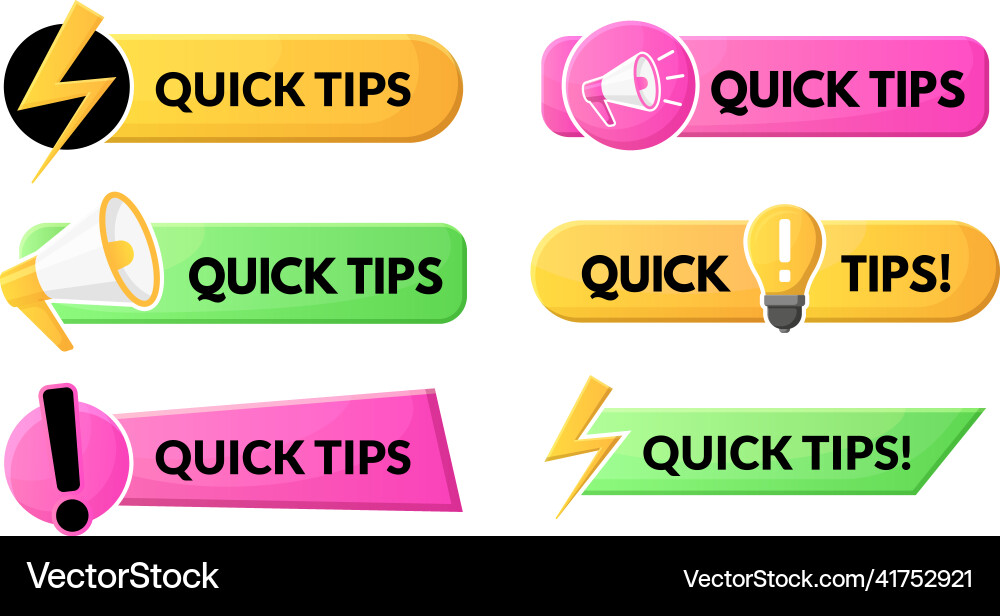 Quick tips and tricks helpful bars advice useful Vector Image