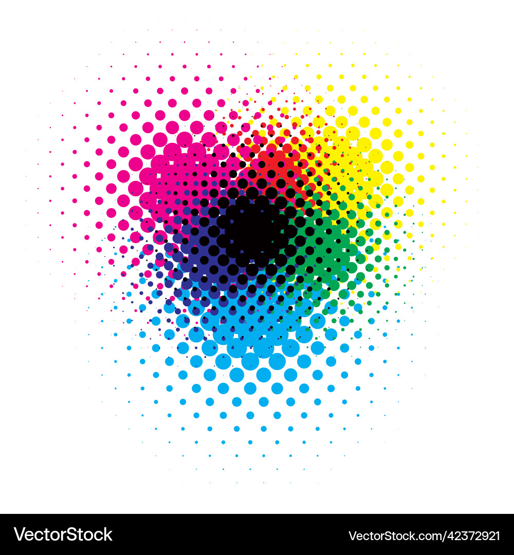 Rgb and cmyk halftone color Royalty Free Vector Image