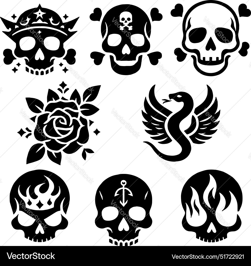 Skull icon set Royalty Free Vector Image - VectorStock