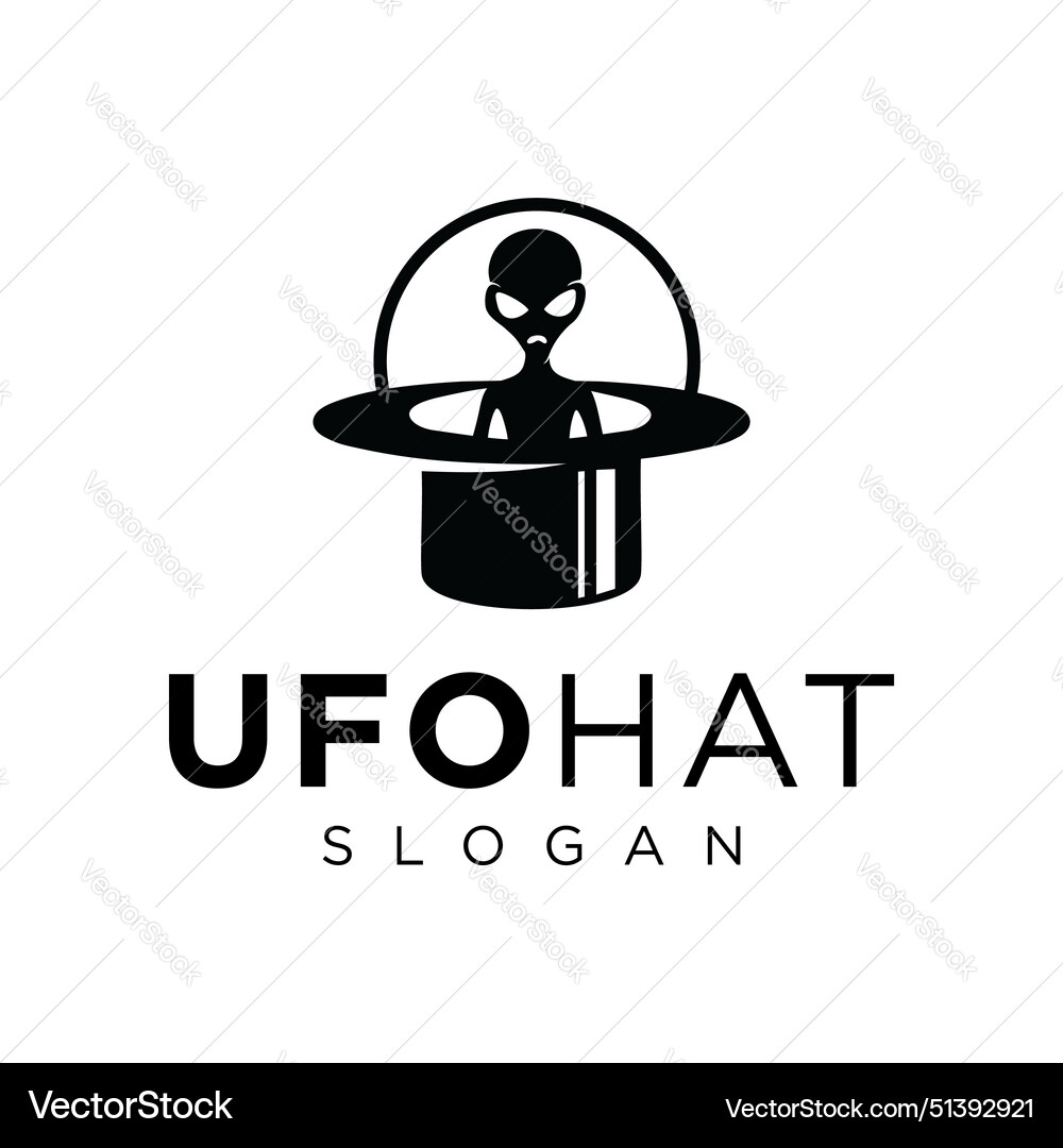 Ufo hat logo design stock silhouette black Vector Image