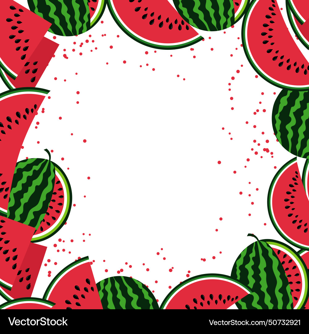 Watermelon slice frame summer fruit square Vector Image