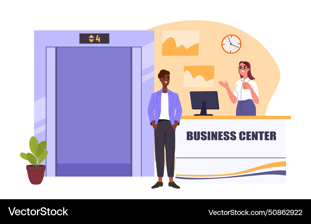 Business center reception concept Royalty Free Vector Image