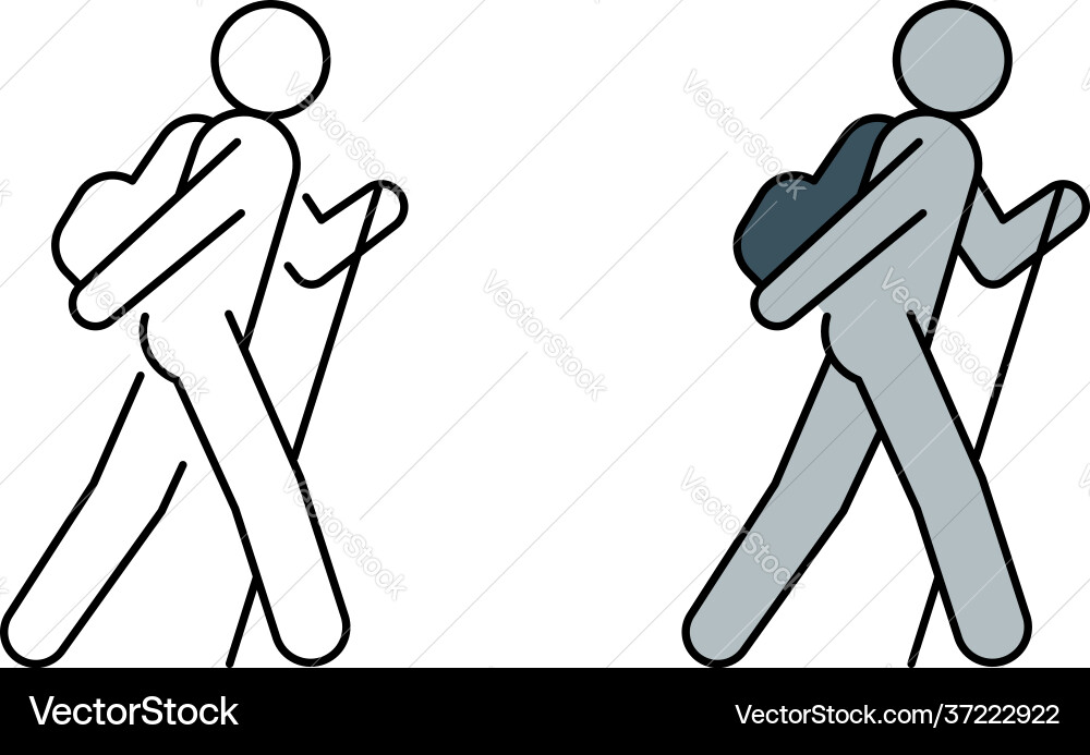 Hiking Stick Figure Icon Royalty Free Vector Image