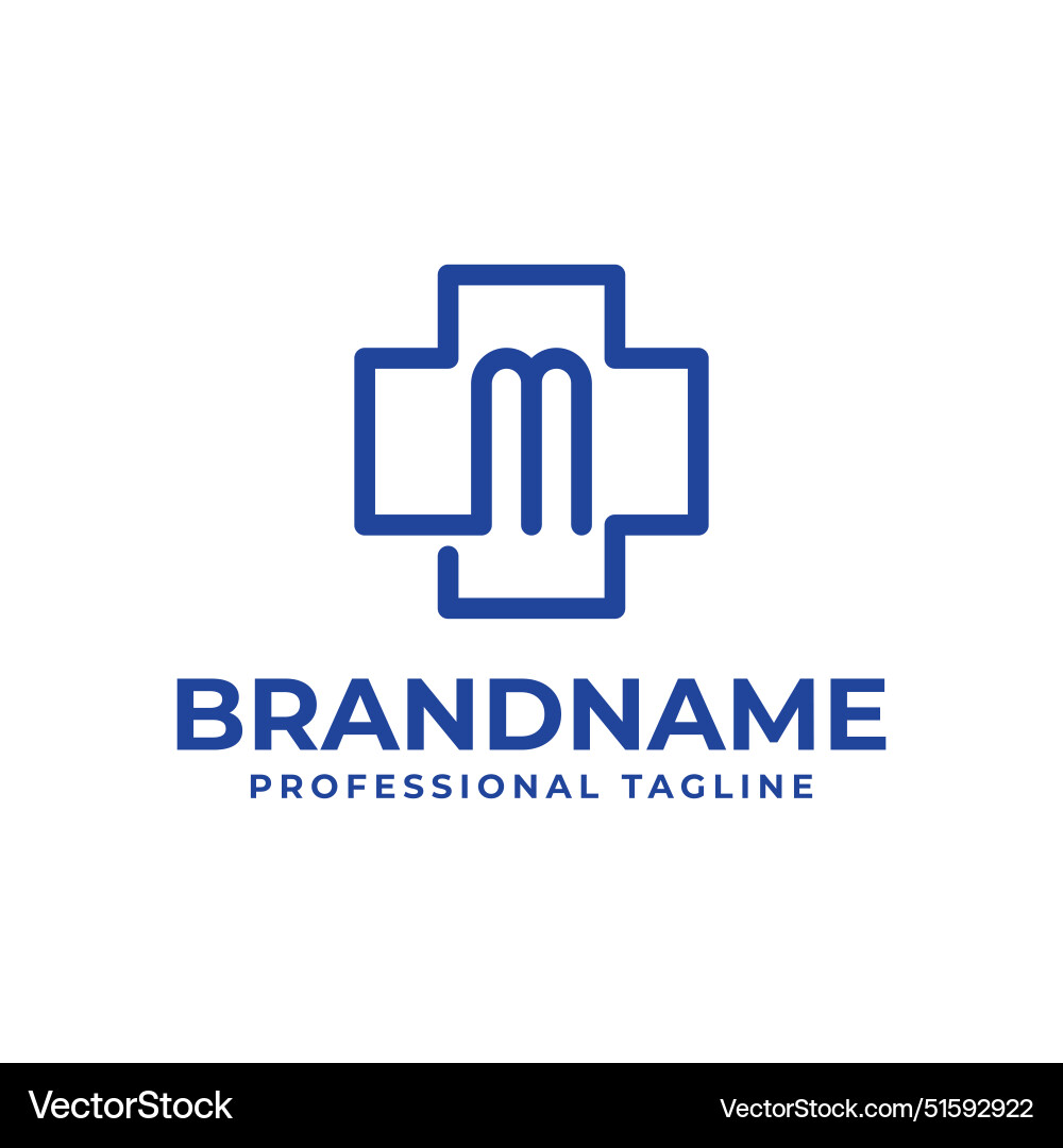 Letter m medical cross lowercase logo suitable Vector Image