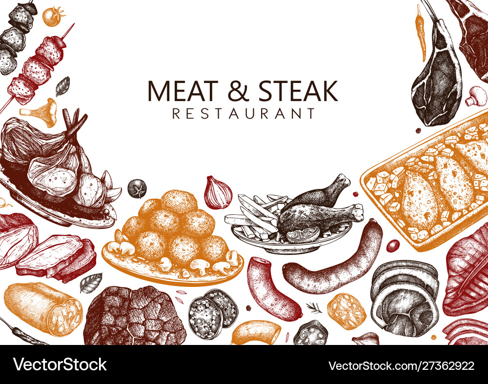Meat and steak design hand drawn food Royalty Free Vector