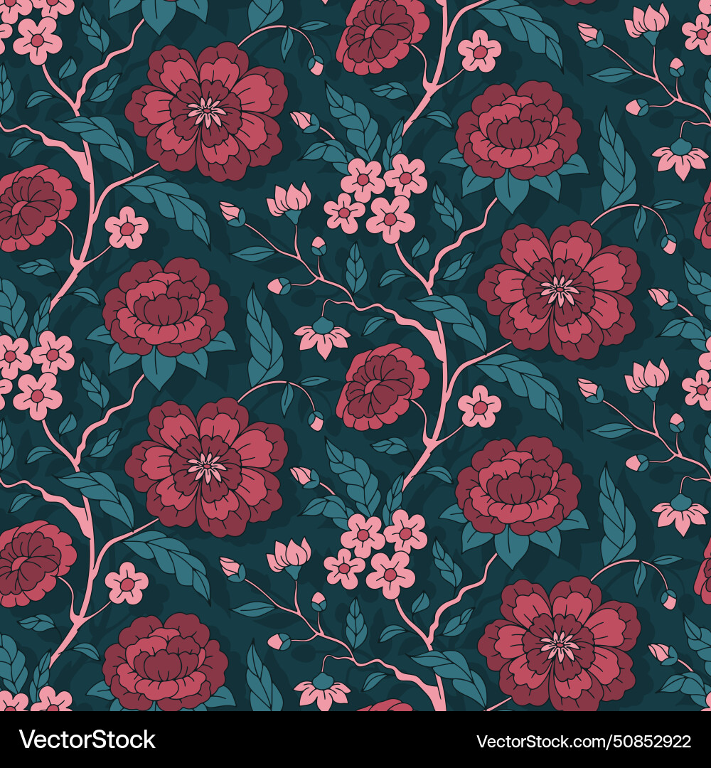 Seamless pattern with chinoiserie hand drawn Vector Image