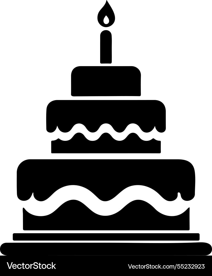 A three-tiered birthday cake silhouette Royalty Free Vector