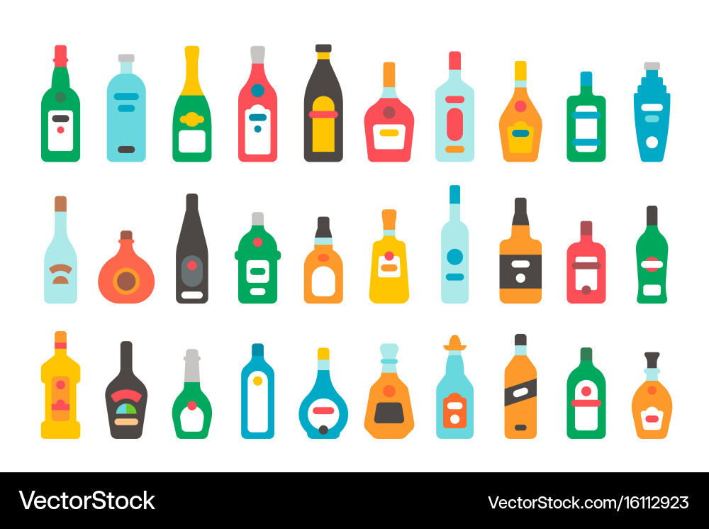 Alcohol Bottle Collection Royalty Free Vector Image