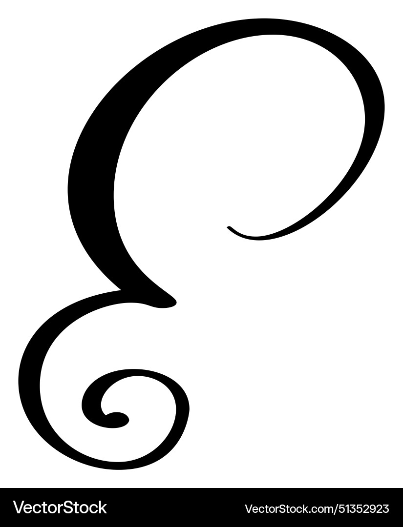 Calligraphy hand drawn letter e script Royalty Free Vector