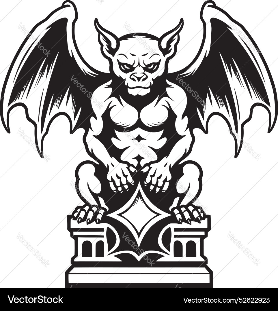Gothic guardian gargoyle full body icon Royalty Free Vector