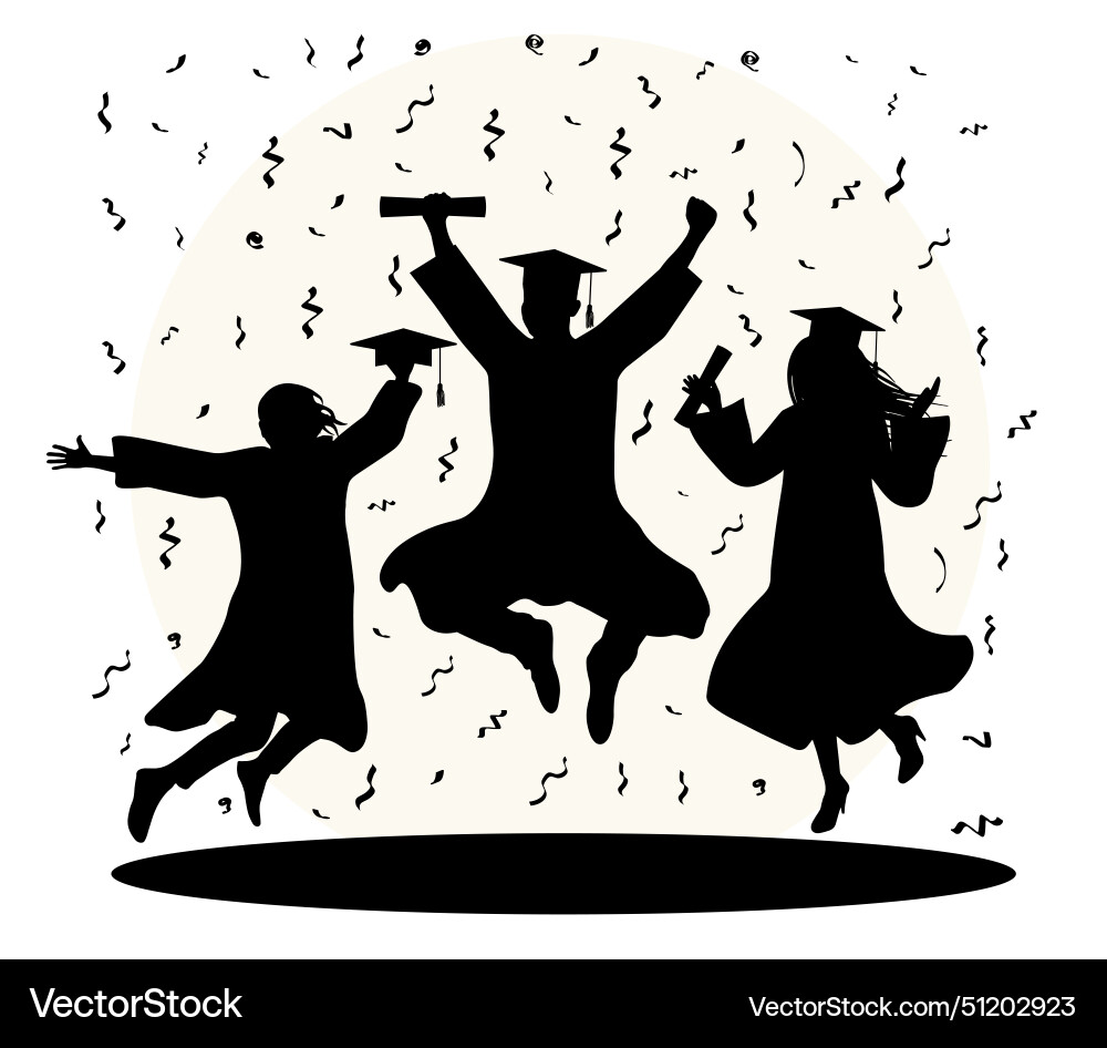 Graduation ceremony silhouette Royalty Free Vector Image
